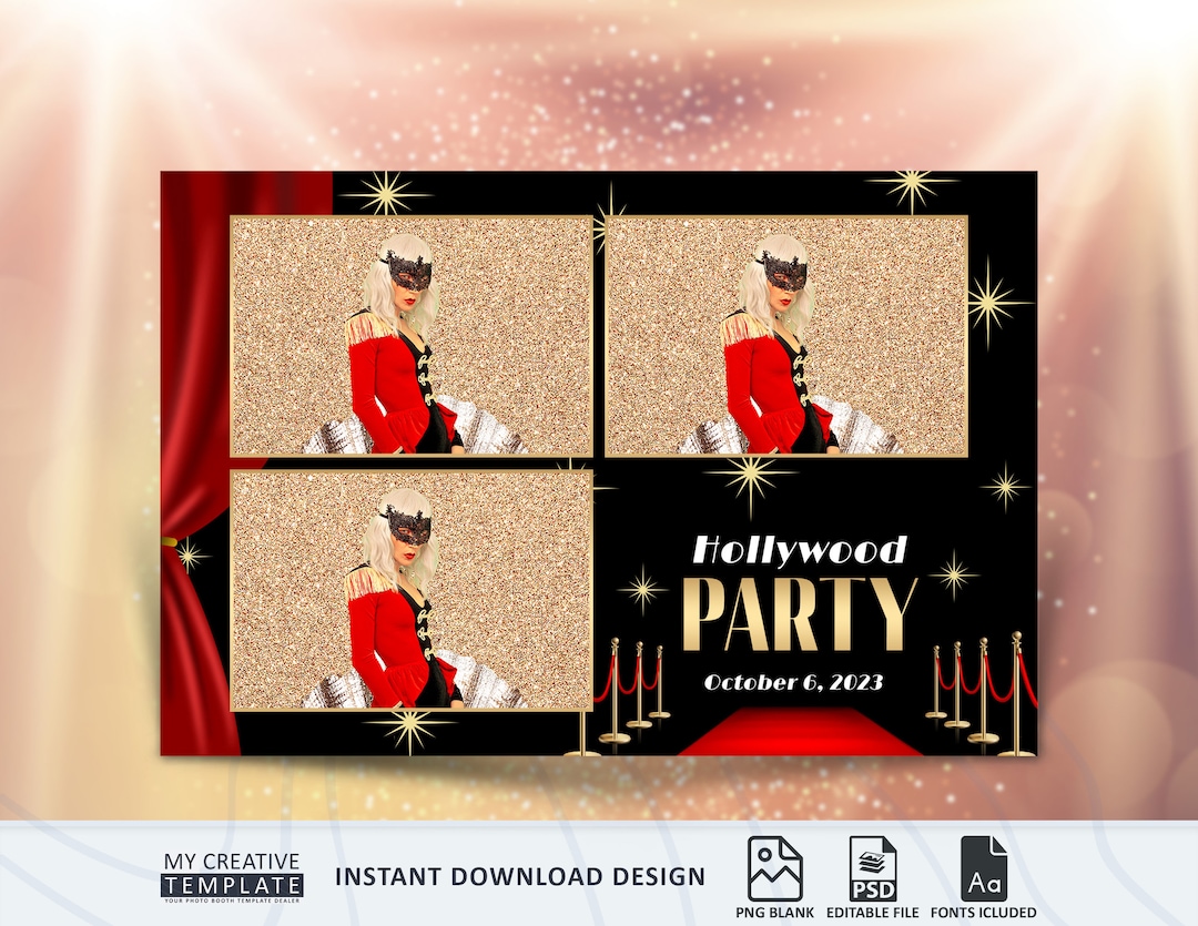 Red Carpet Photo Booth Template, Movie Theme, Photobooth Template ...