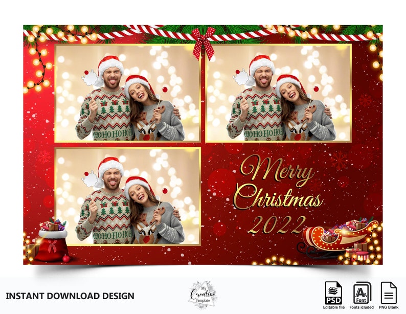Christmas Photo Booth Template Holiday Photo Booth Template - Etsy