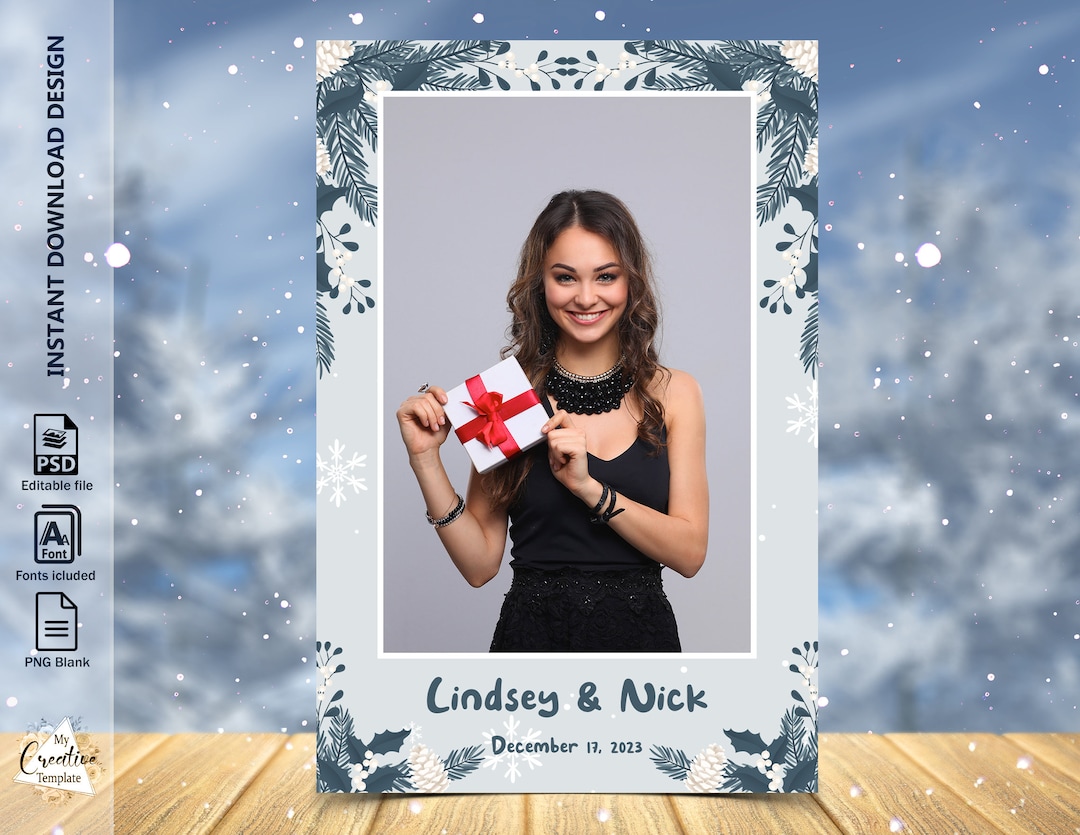 Winter Photo Booth Template,photo Booth Template Winter, Wedding Photo ...