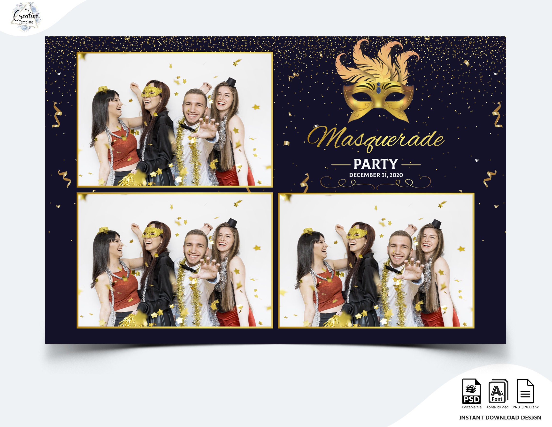 Masquerade Photo Booth Template Mardi Gras Photo Booth - Etsy