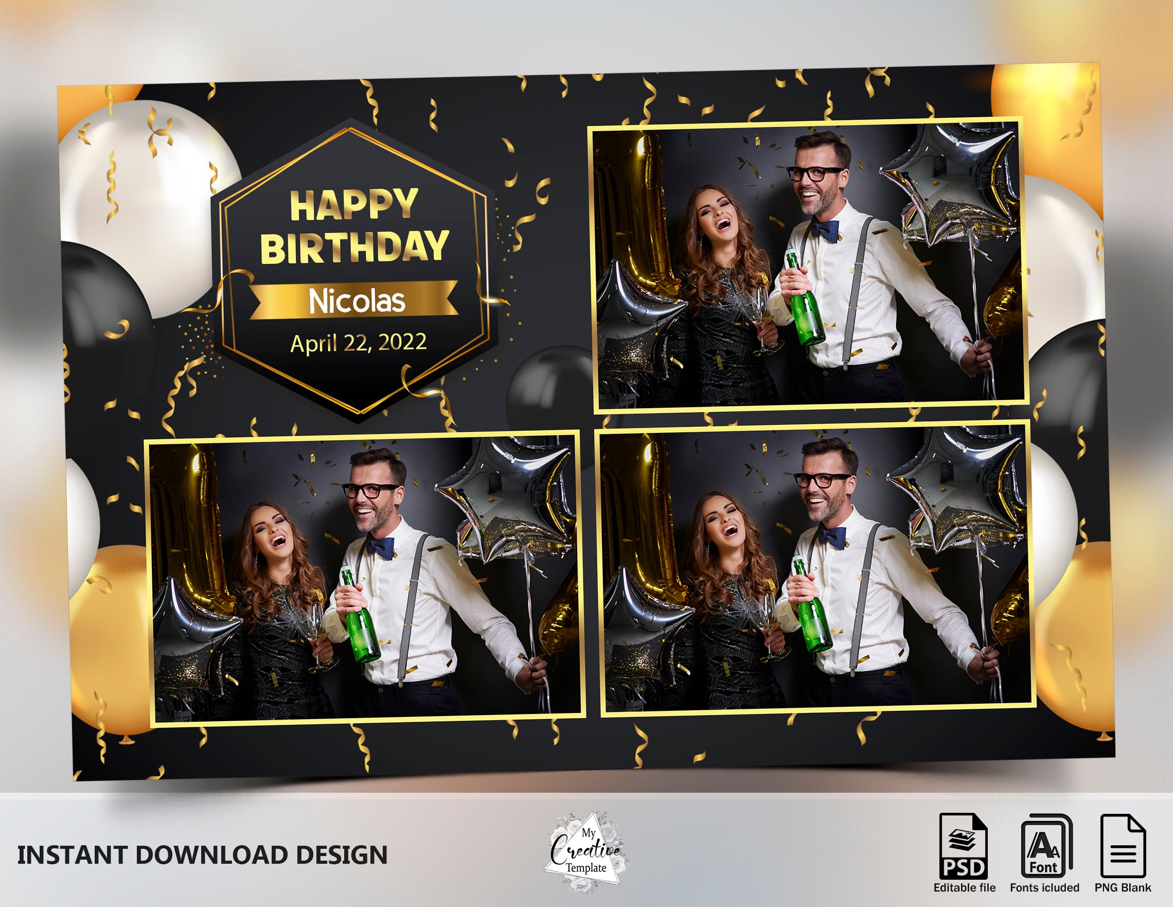 Photo Booth Template Photo Booth Template Birthday Birthday - Etsy