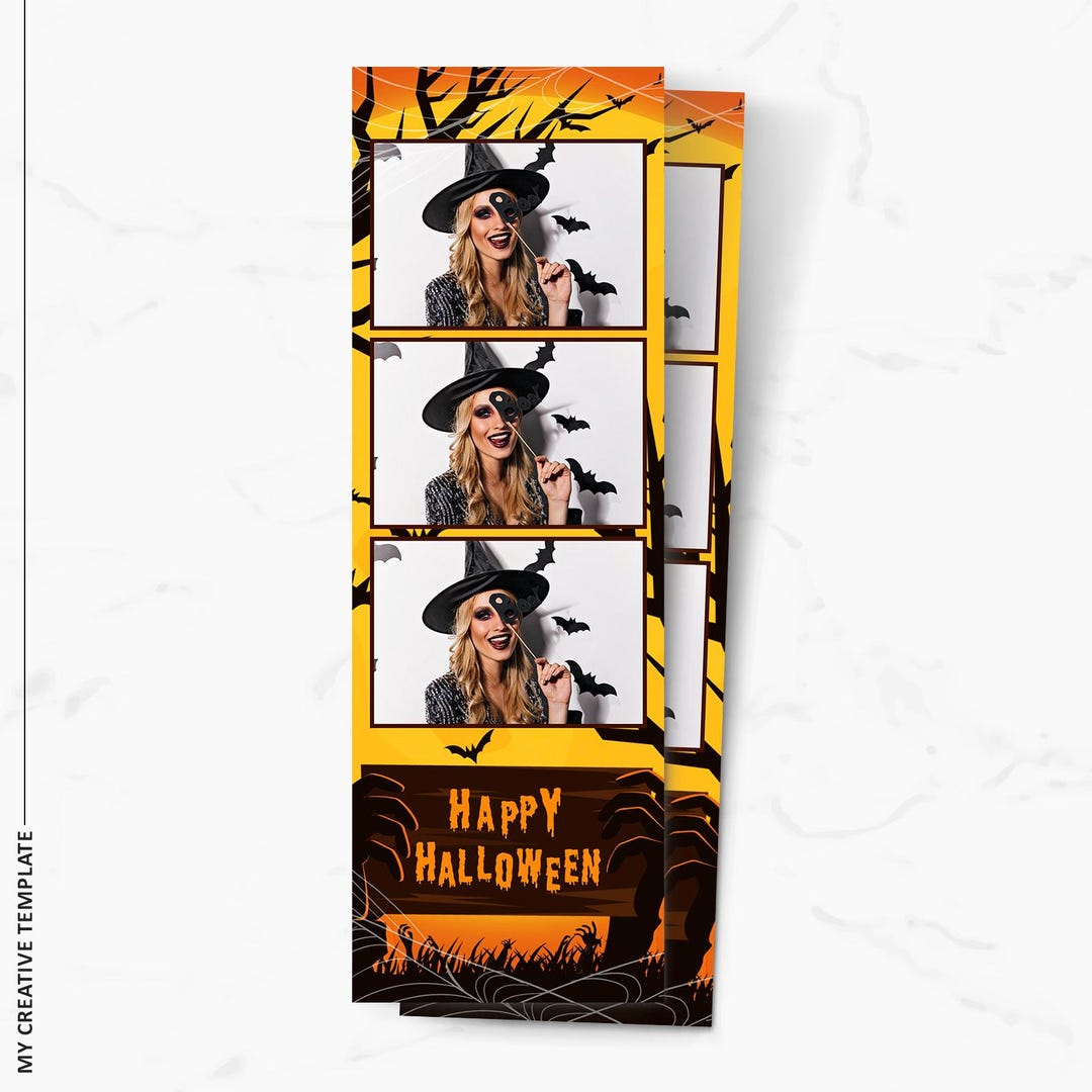 Halloween Photobooth Template | Spooky Party Photo Booth Overlay | 2x6 ...