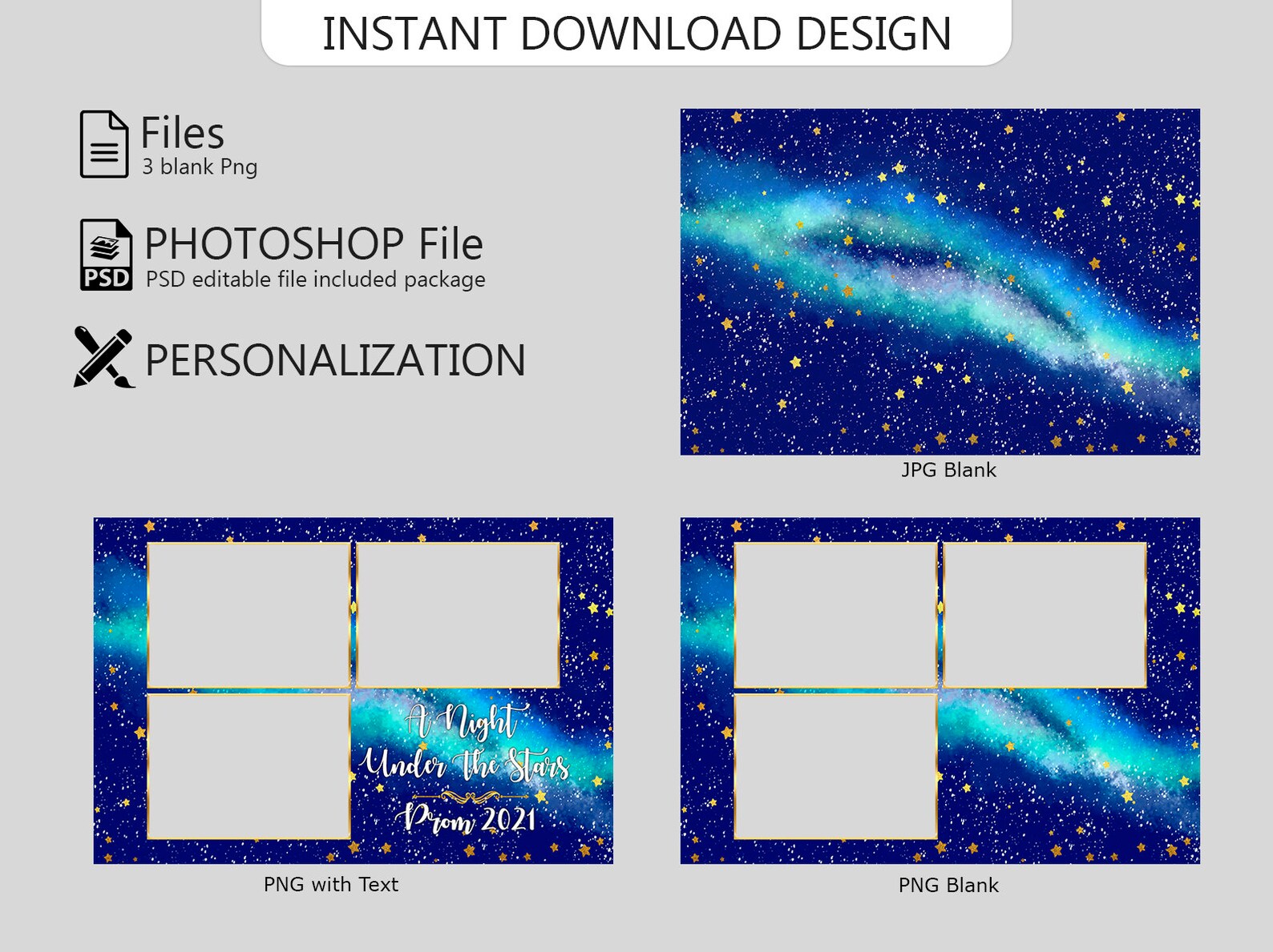 Photo Booth Template Prom Photo Booth Template A Night Under - Etsy