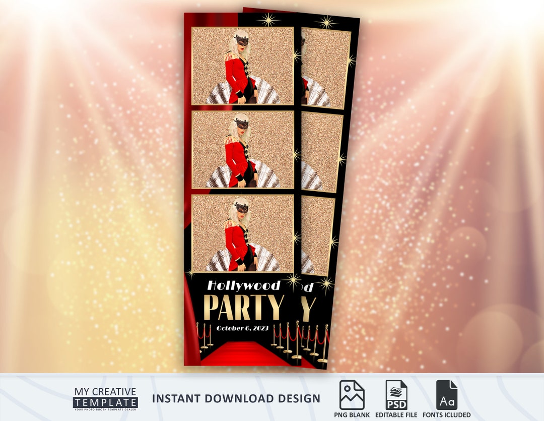 Red Carpet Photo Booth Template, Movie Theme, Photobooth Template ...