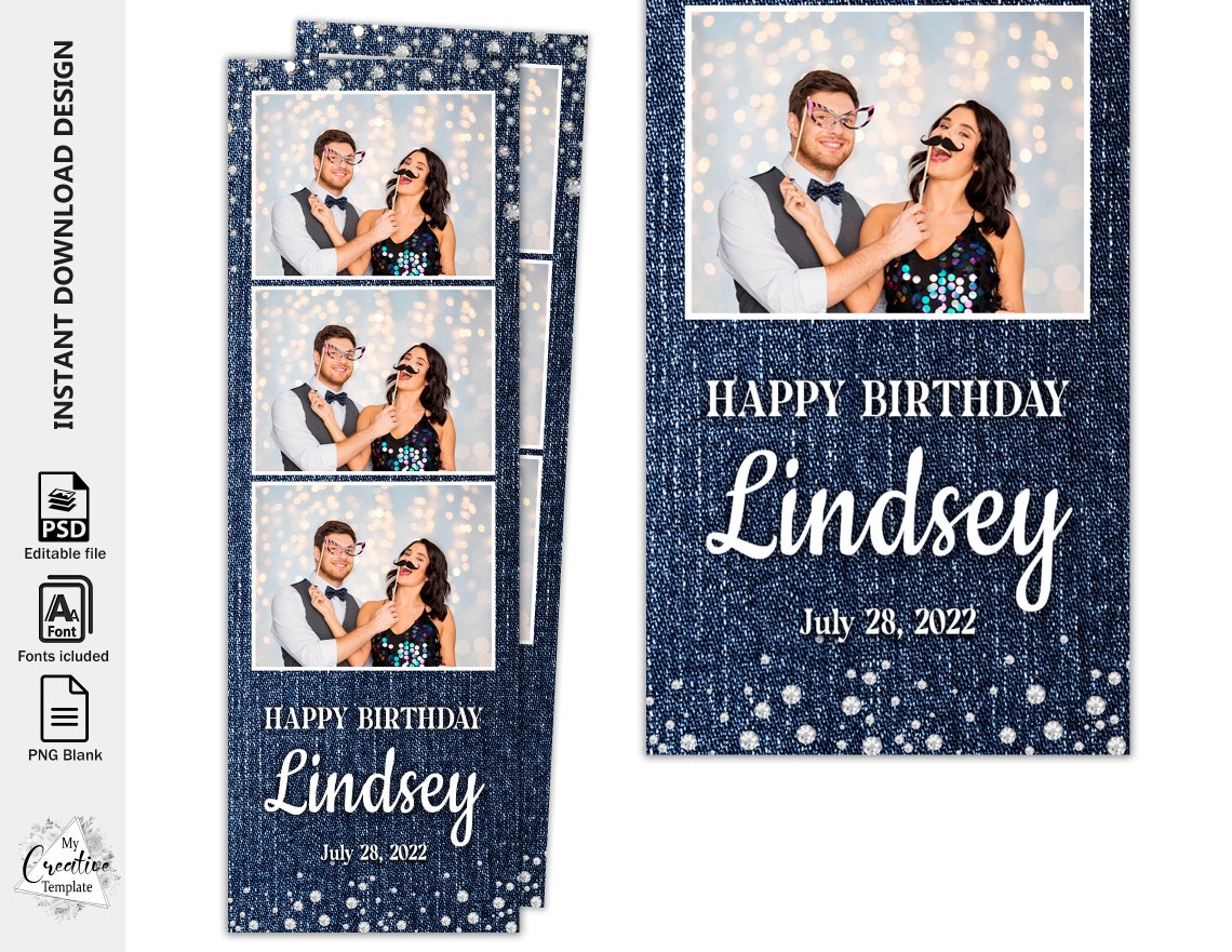 Denim & Diamonds Photo Booth Template Birthday Photo Booth - Etsy