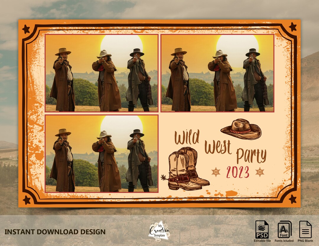 Wild West Photo Booth Template, Photo Booth Template, Western Photo ...