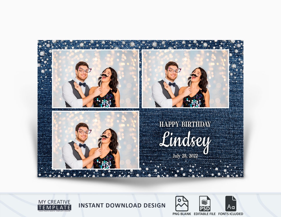 Denim & Diamonds Photo Booth Template, Birthday Photo Booth Template ...