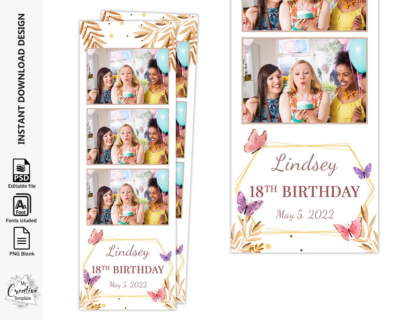 Photo Booth Template Photo Booth Template Birthday Butterfly | Etsy