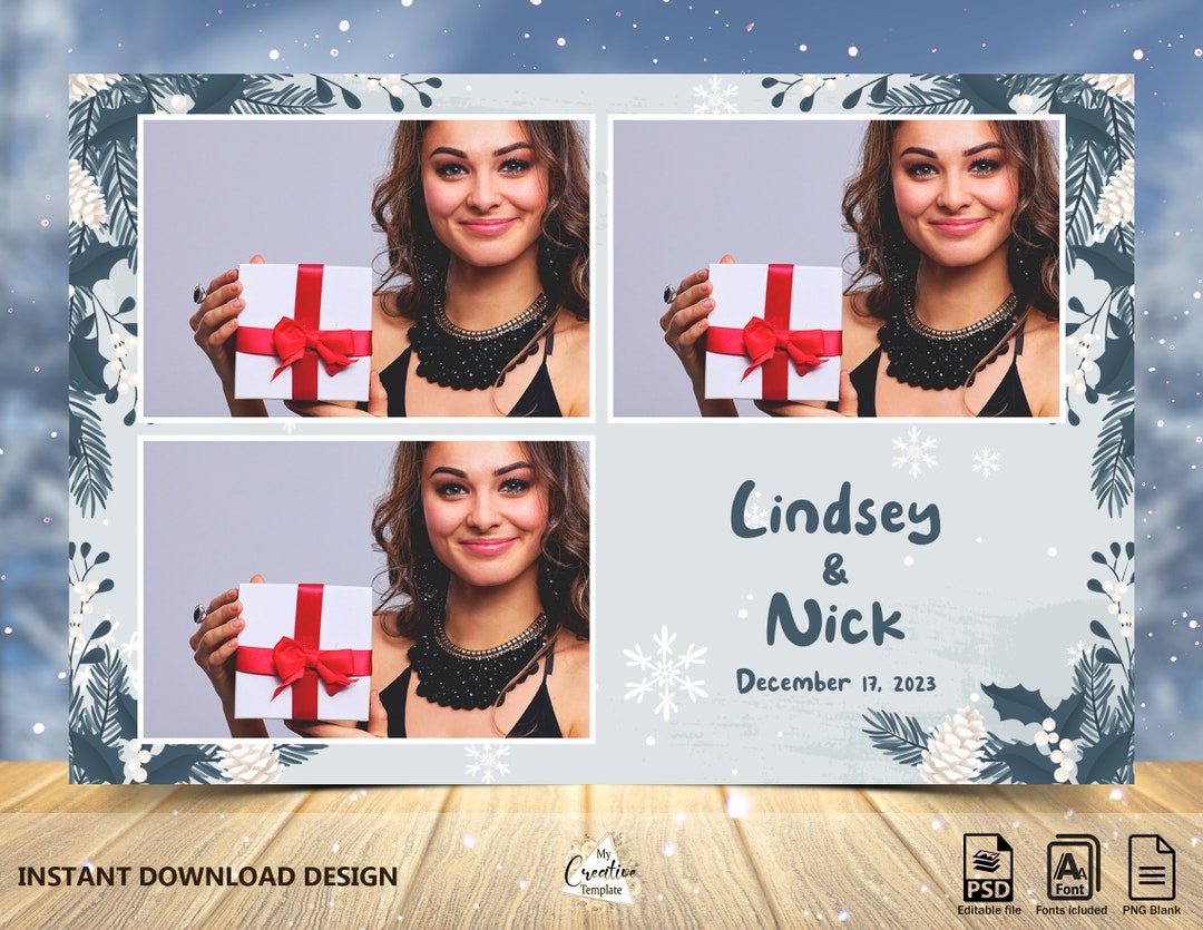 Winter Photo Booth Template, Winter Wedding Photo Booth Template, Photo ...