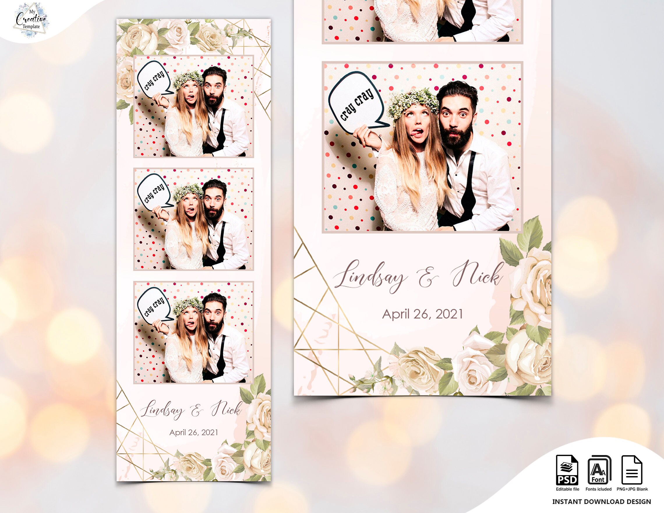 Photobooth Templates Wedding Photo Booth Template 2x6 Strip Photo Booth 