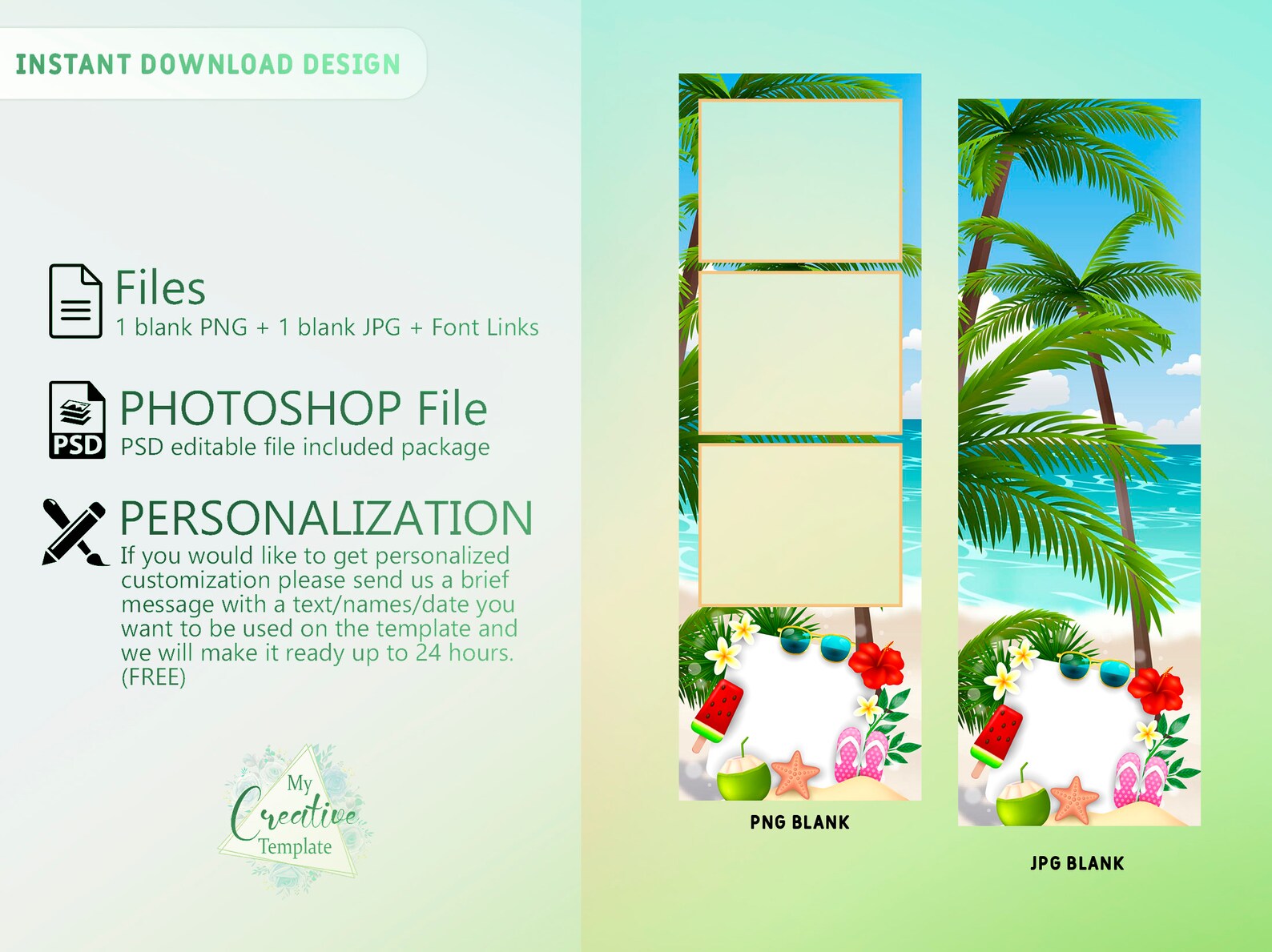Summer Photo Booth Template, Tropical Photo Booth Template, Beach Photo ...