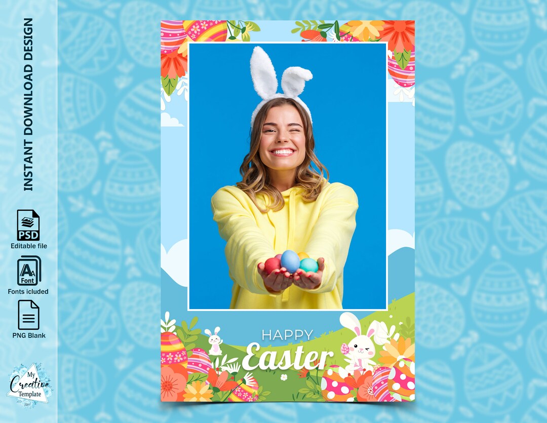 Photo Booth Template Easter Photo Booth Template Happy - Etsy