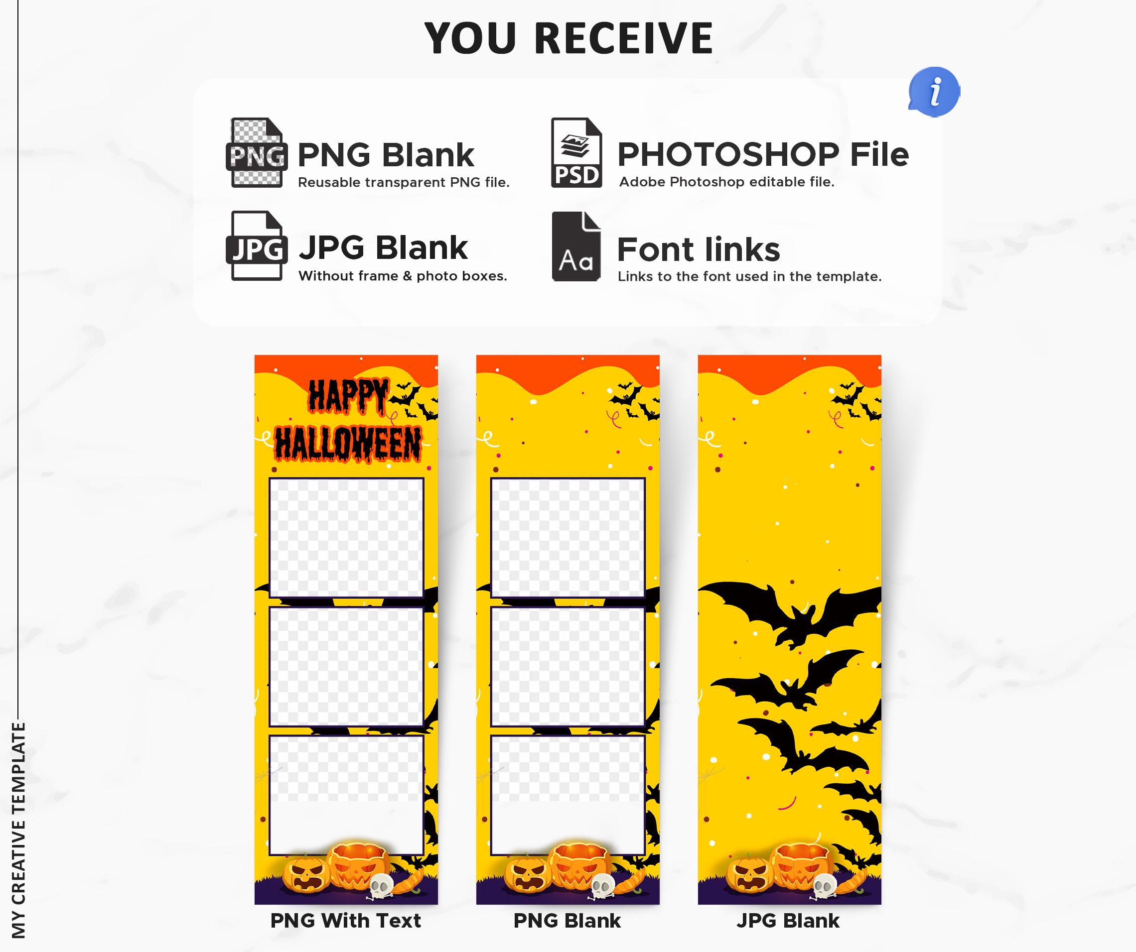 Halloween Photobooth Template | Spooky Night Photo Booth Overlay | 2x6 ...