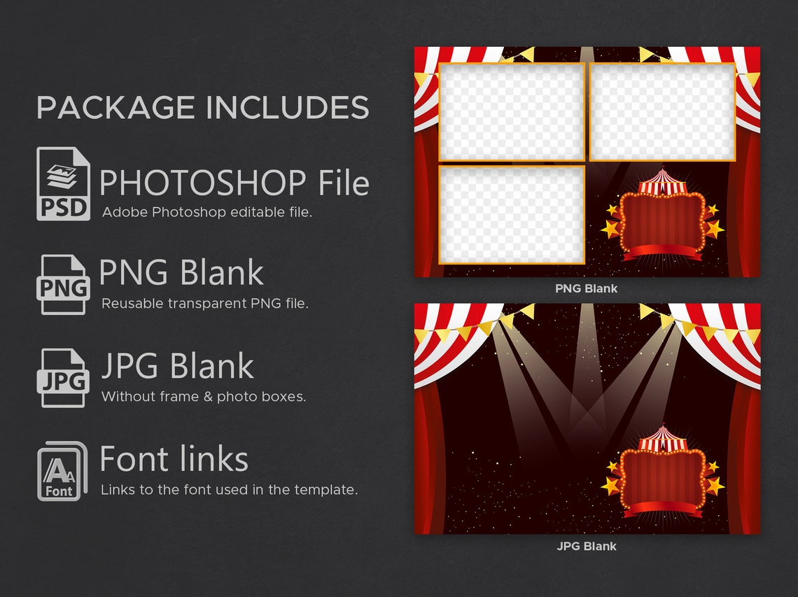 Circus Photo Booth Template Carnival Photo Booth Template - Etsy