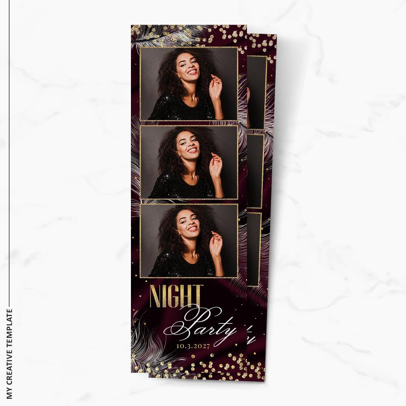Photobooth Template | 2x6 Strip | Night Party Photo Booth Overlay ...