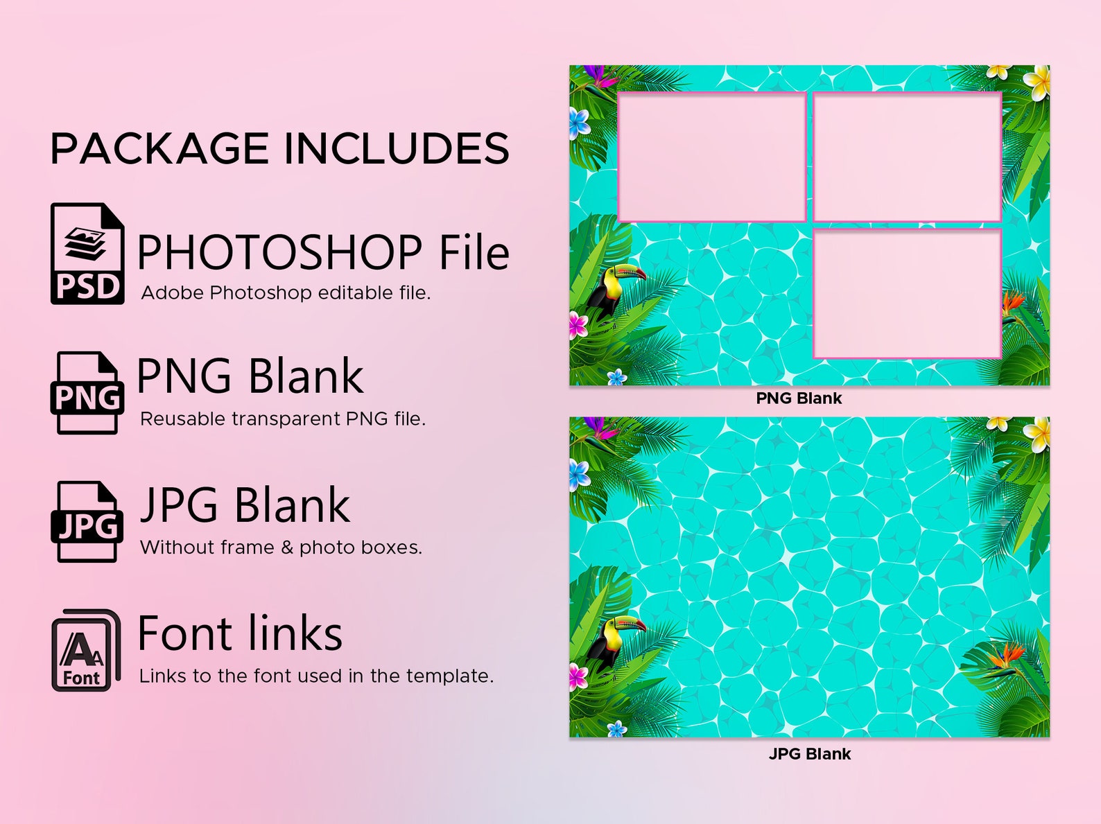 Summer Photobooth Template Tropical Photo Booth Template 4x6 - Etsy