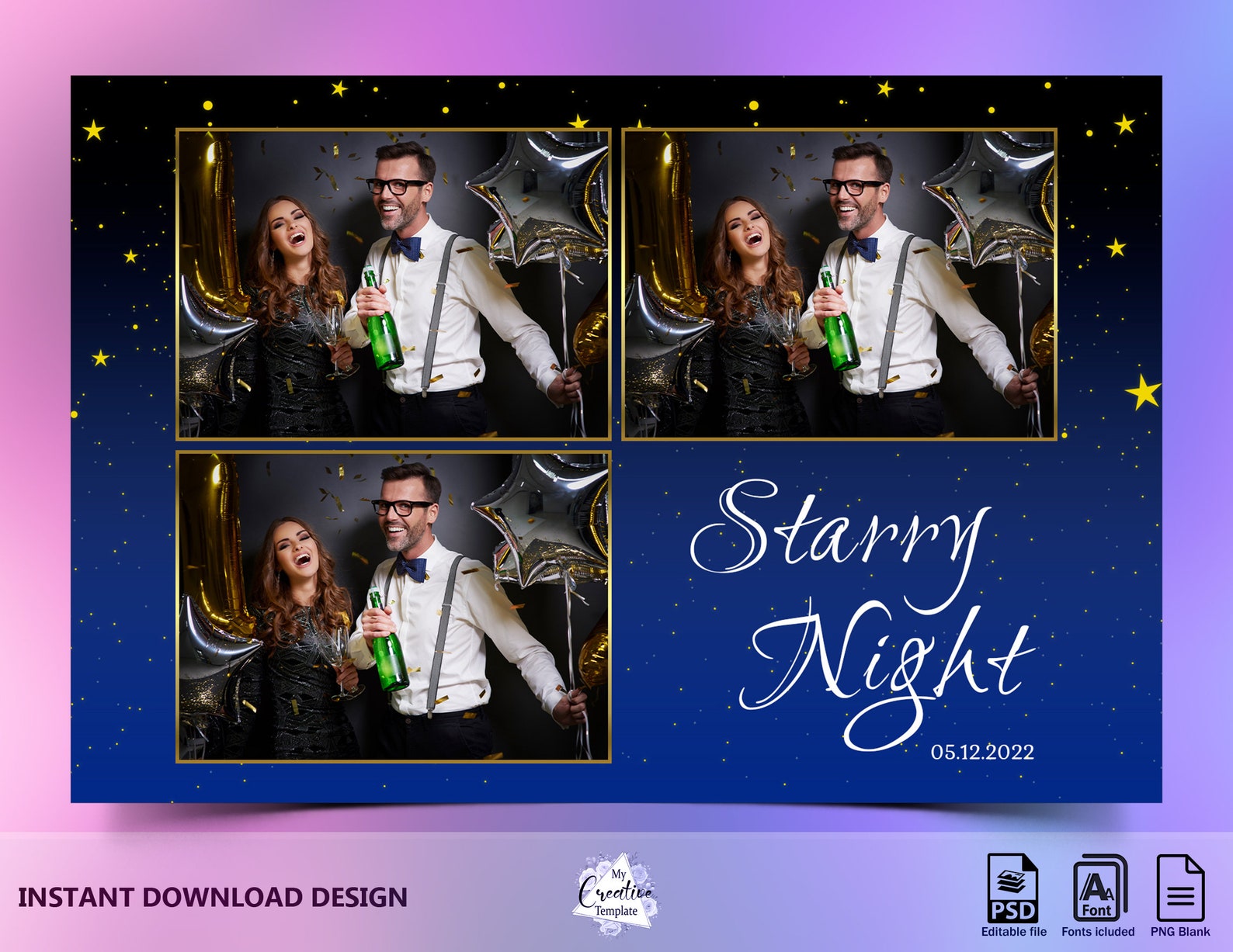 Photo Booth Template Prom Photo Booth Template A Night Under - Etsy