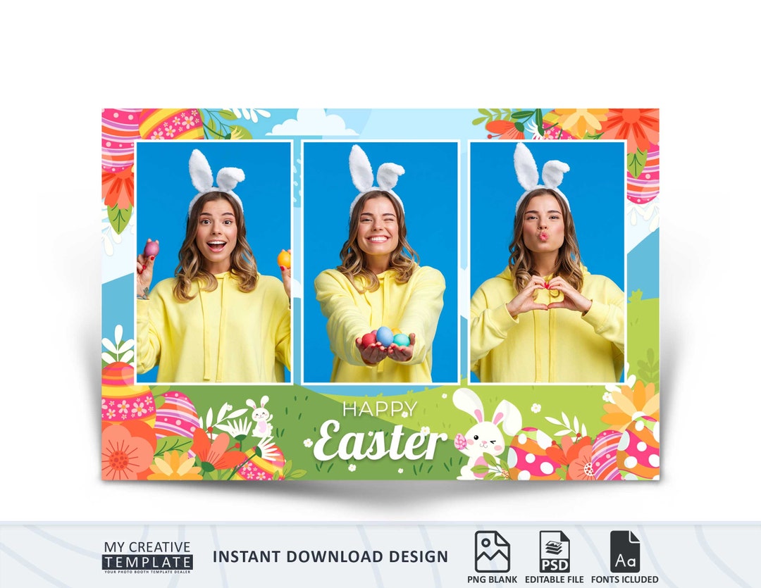 Photo Booth Template, Easter Photo Booth Template, Happy Easter ...
