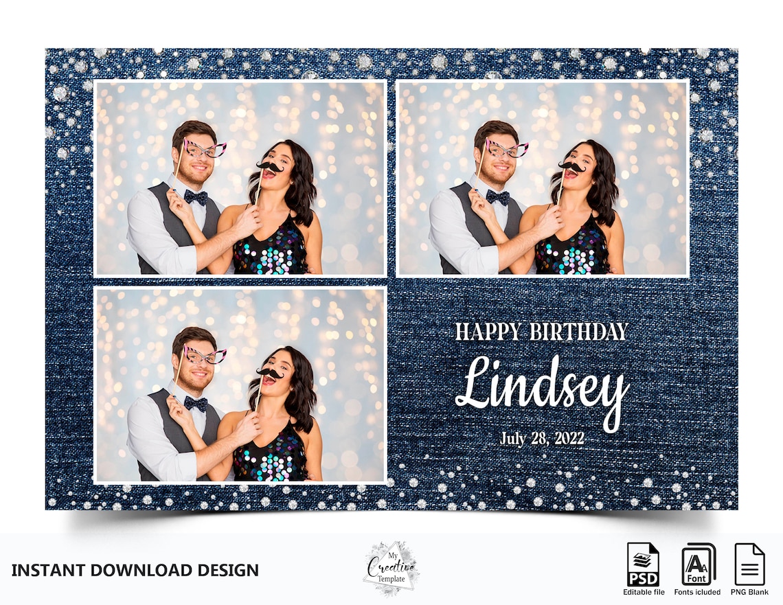 Denim & Diamonds Photo Booth Template Birthday Photo Booth - Etsy