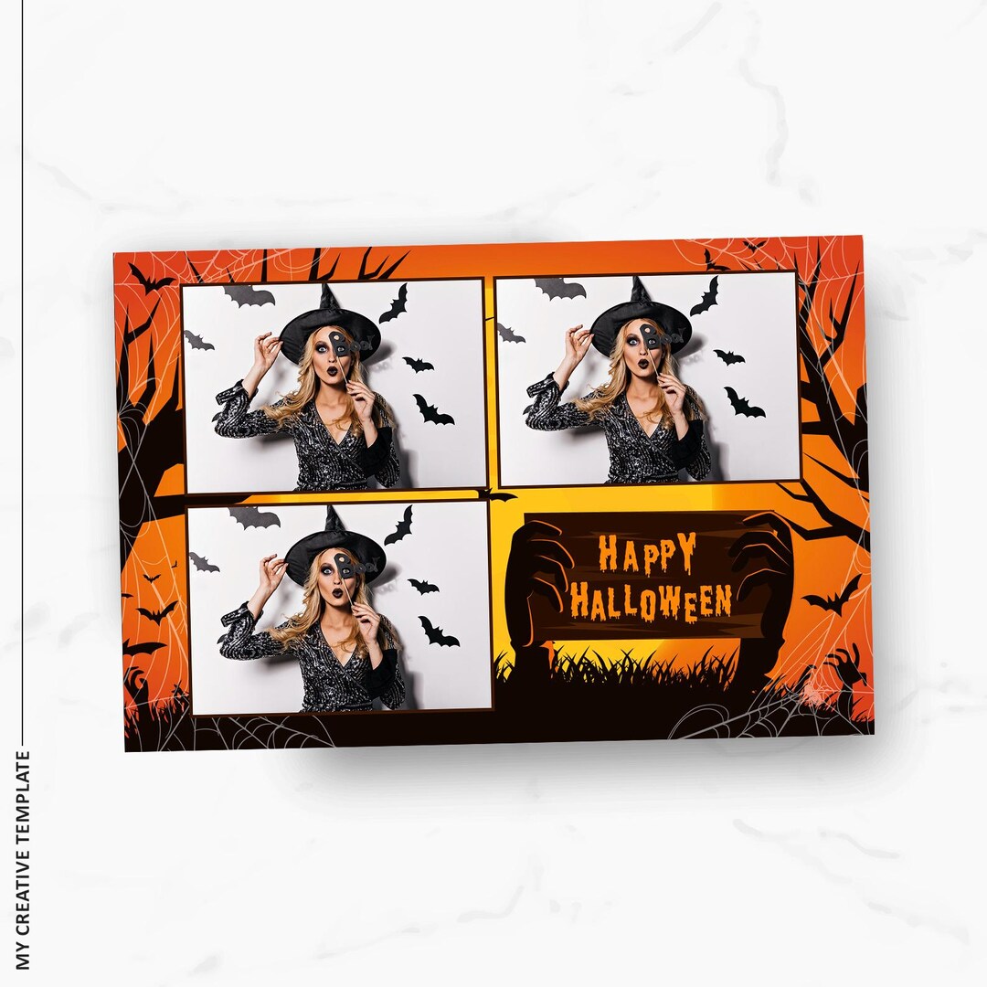 Halloween Photobooth Template | Spooky Party Photo Booth Overlay | 4x6 ...