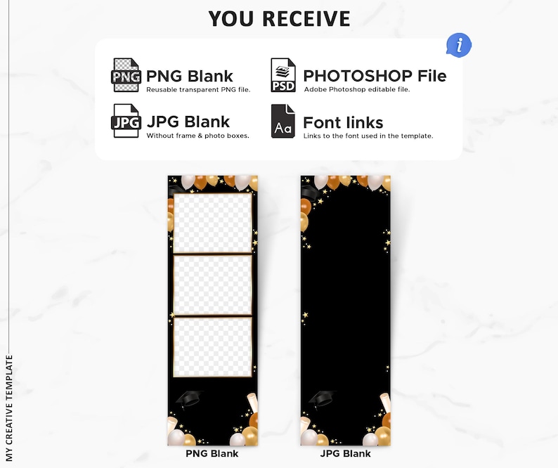 Photo Booth Template Graduation, Photobooth Template, Grad Party Photo ...