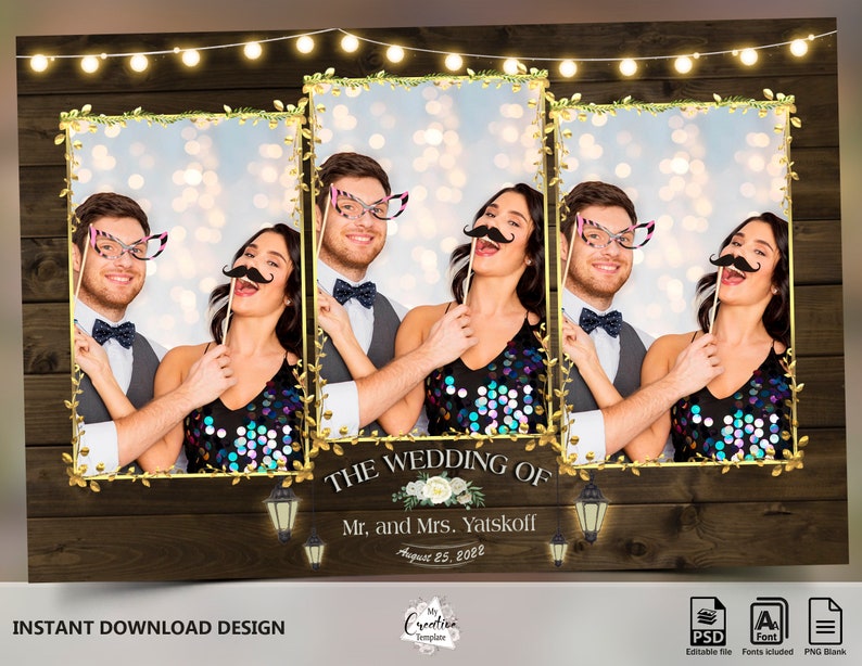 Rustic Wedding Photobooth Template Floral Photobooth - Etsy