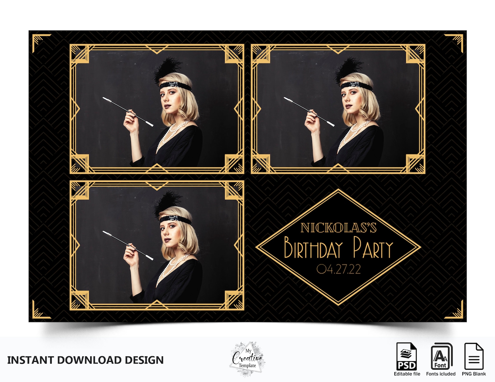 Photo Booth Template Gatsby Photo Booth Template Luxury | Etsy