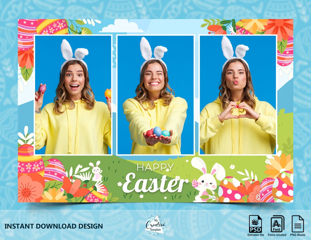 Photo Booth Template Easter Photo Booth Template Happy - Etsy