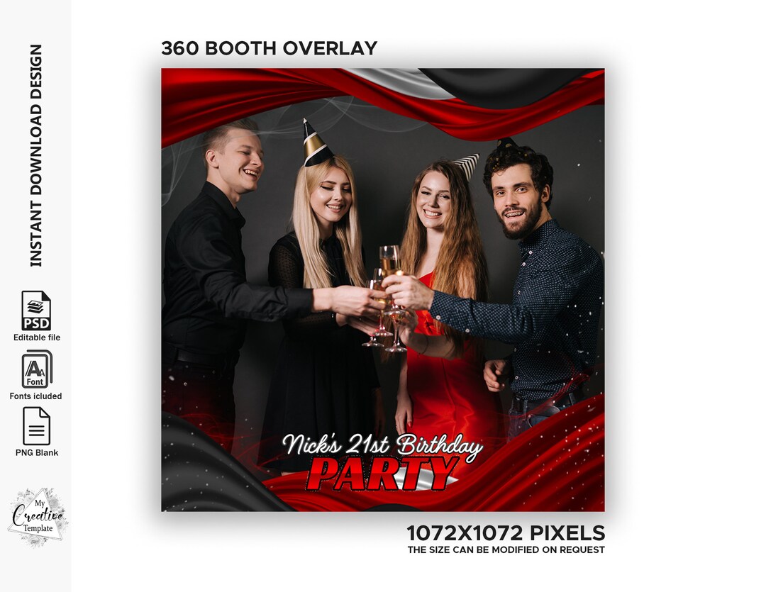 360 Booth Photo Template, Birthday 360 Booth Overlay, Red Carpet 360 ...
