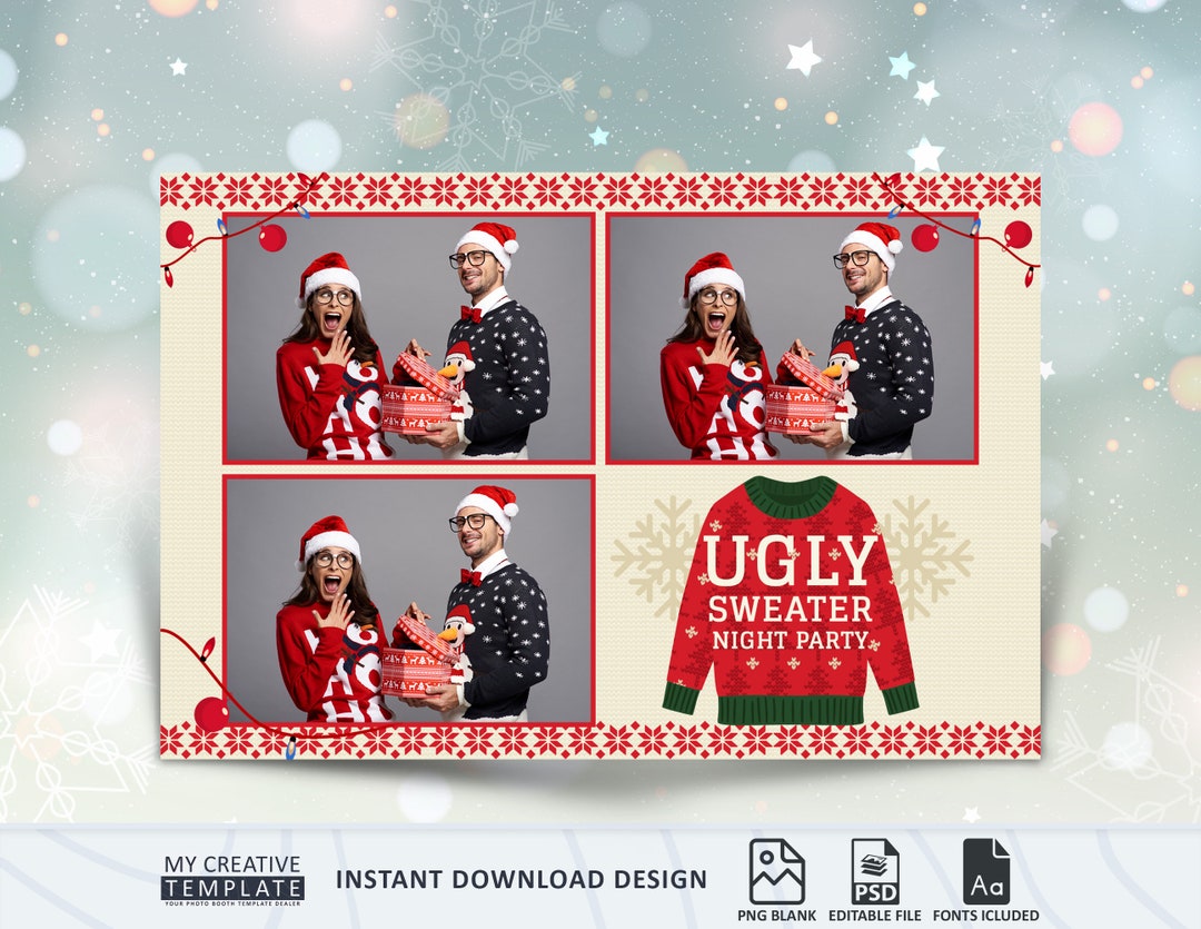 Ugly Sweater, Photo Booth Template, Christmas Photo Booth Template ...