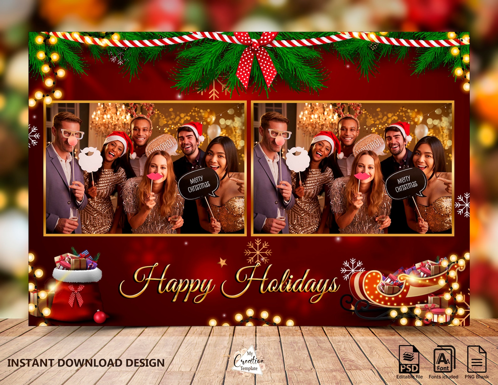 Holiday Photo Booth Template Christmas Photo Booth Template - Etsy