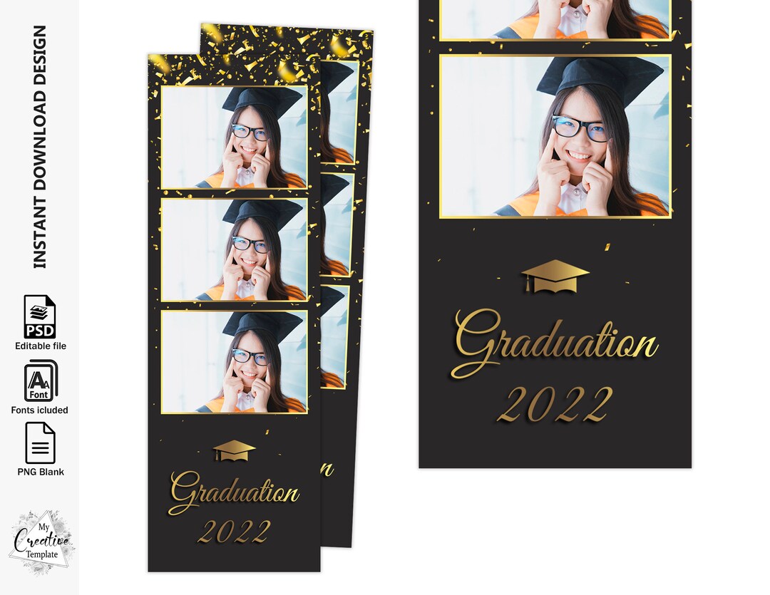 Photo Booth Template Graduation, Photobooth Template, Grad Party Photo ...