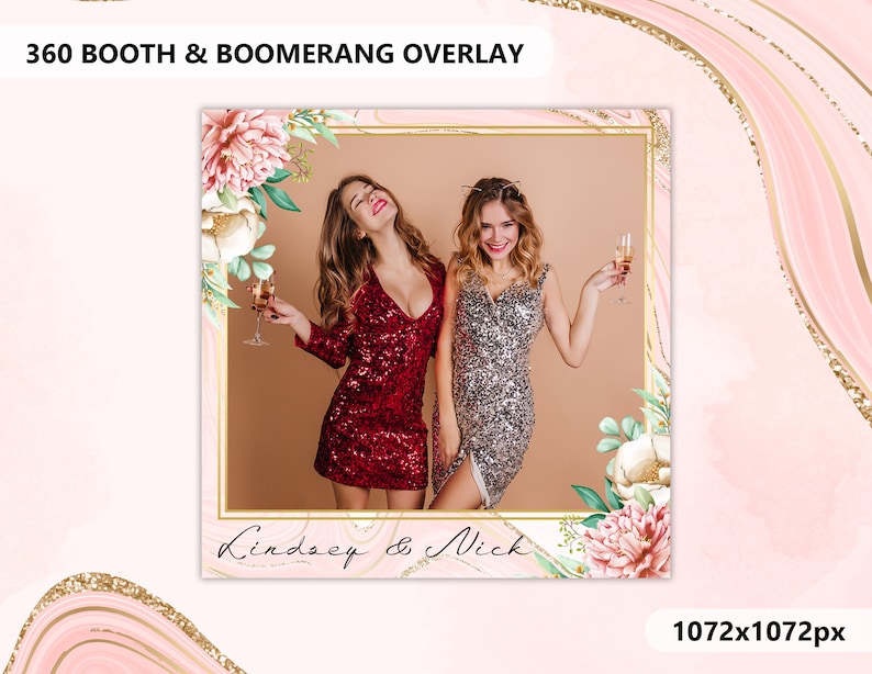 360 Booth Photo Template Flowers 360 Booth Overlay Golden - Etsy