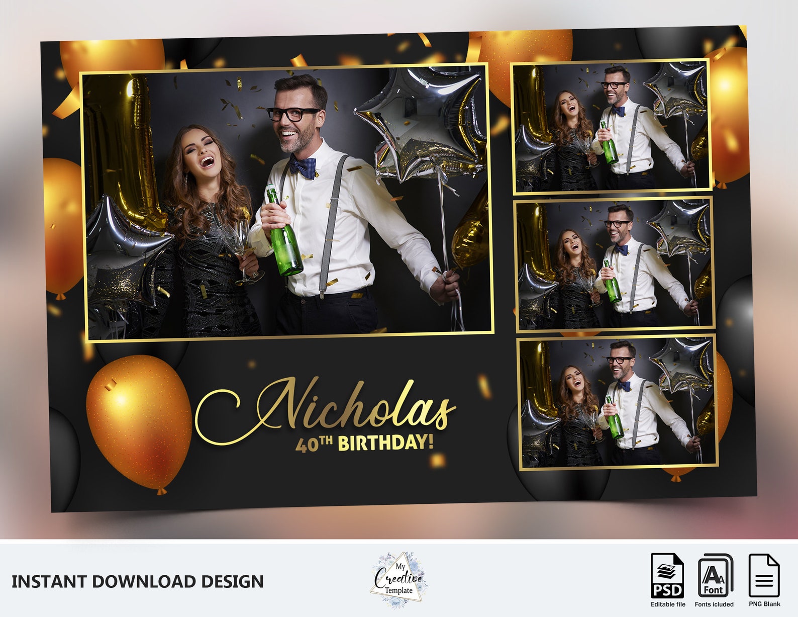 Photo Booth Template Photo Booth Template Birthday Birthday - Etsy