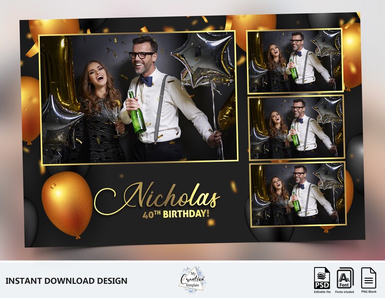 Photo Booth Template Photo Booth Template Birthday Birthday - Etsy