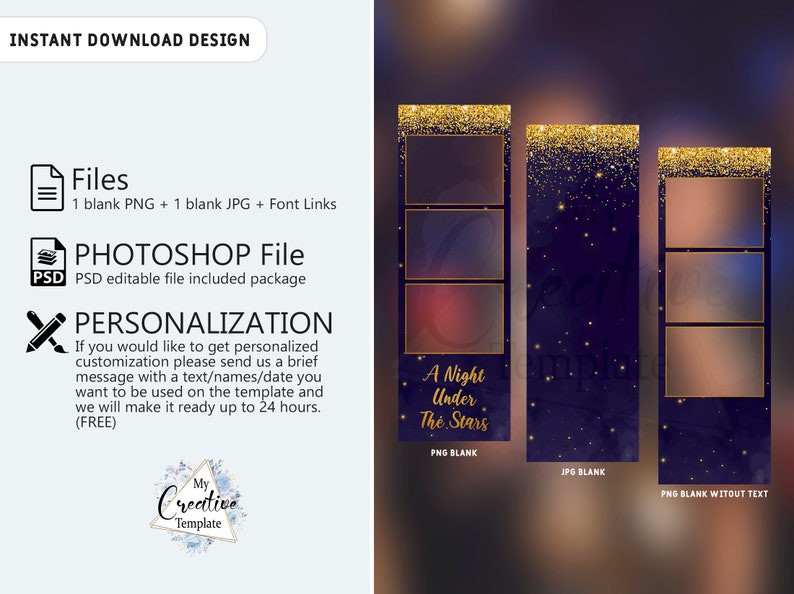 Photo Booth Template Prom Photobooth Template Starry Night - Etsy