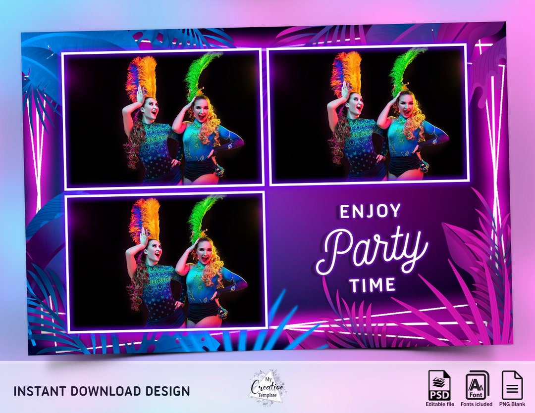 Photo Booth Template, Neon Photo Booth Template, Photo Booth Template ...