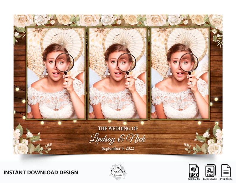 Rustic Wedding Photobooth Template Floral Photobooth - Etsy