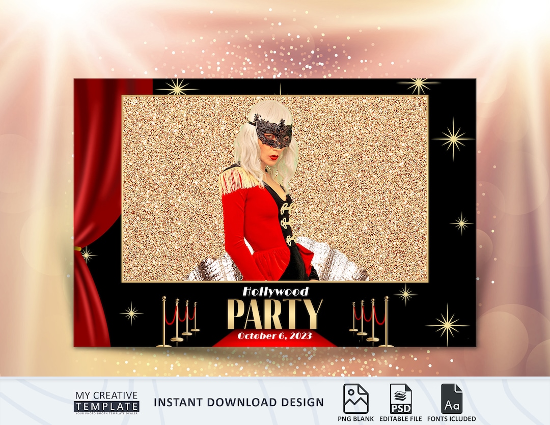 Red Carpet Photo Booth Template, Movie Theme, Photobooth Template ...
