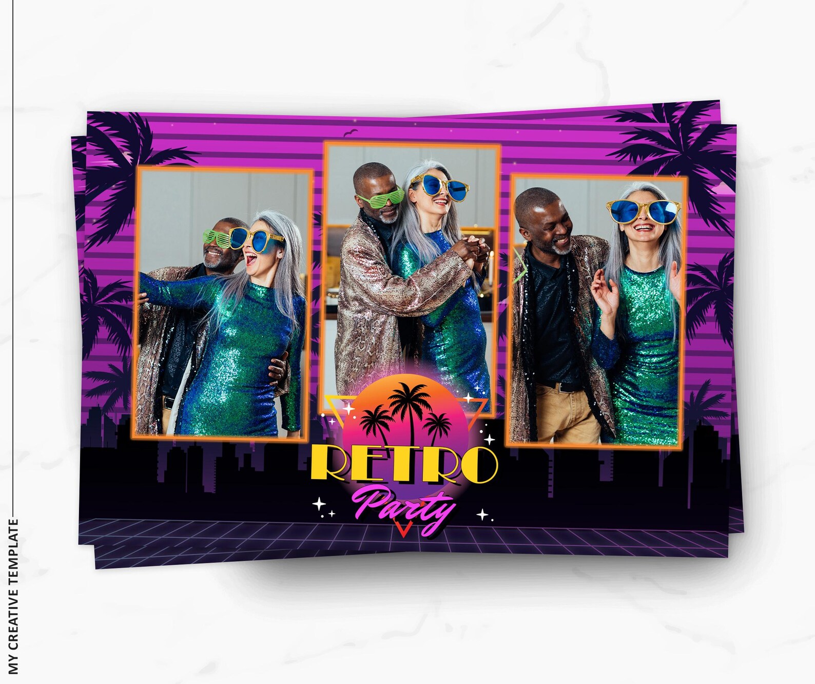 Retro Party Photo Booth Template | 80s Synthwave Style | 4x6 Mirror ...