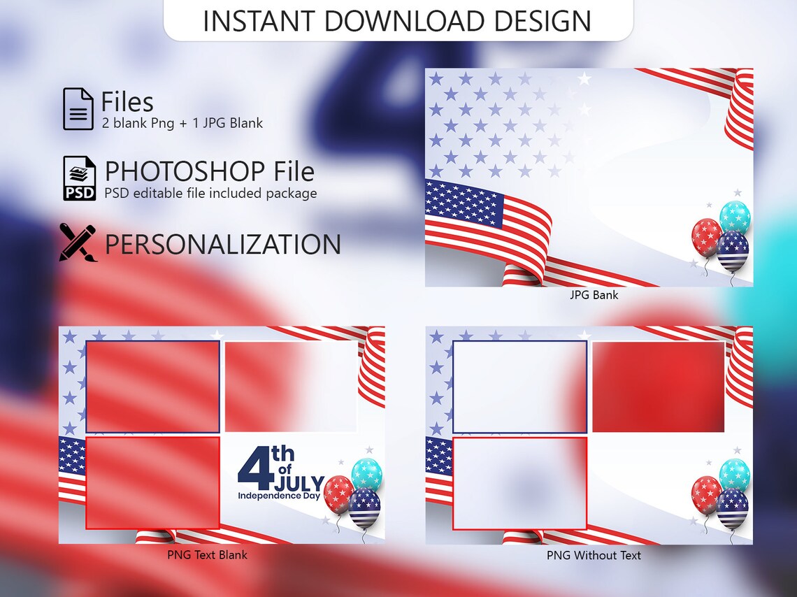 4th of July Photo Booth Template Independence Day Template - Etsy