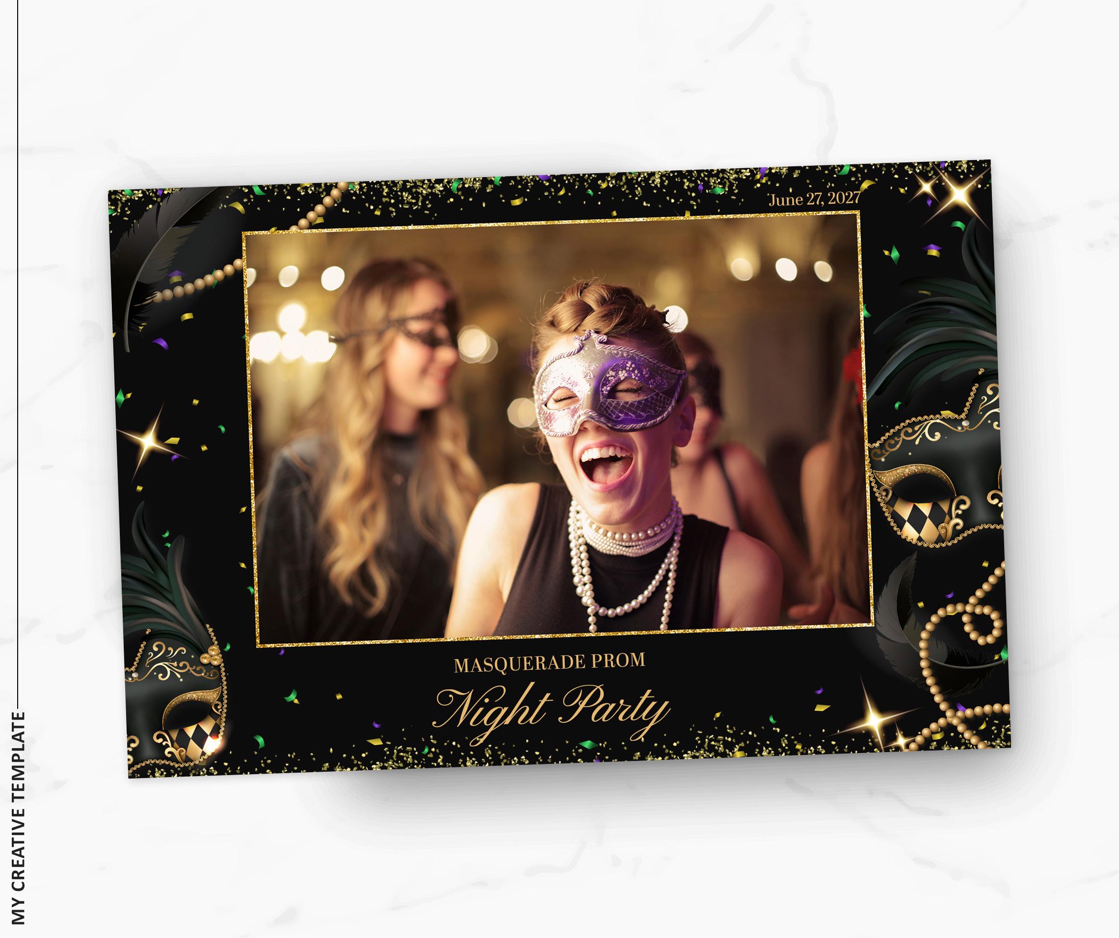 Masquerade Prom Photo Booth Template | Printable Masquerade Photobooth ...