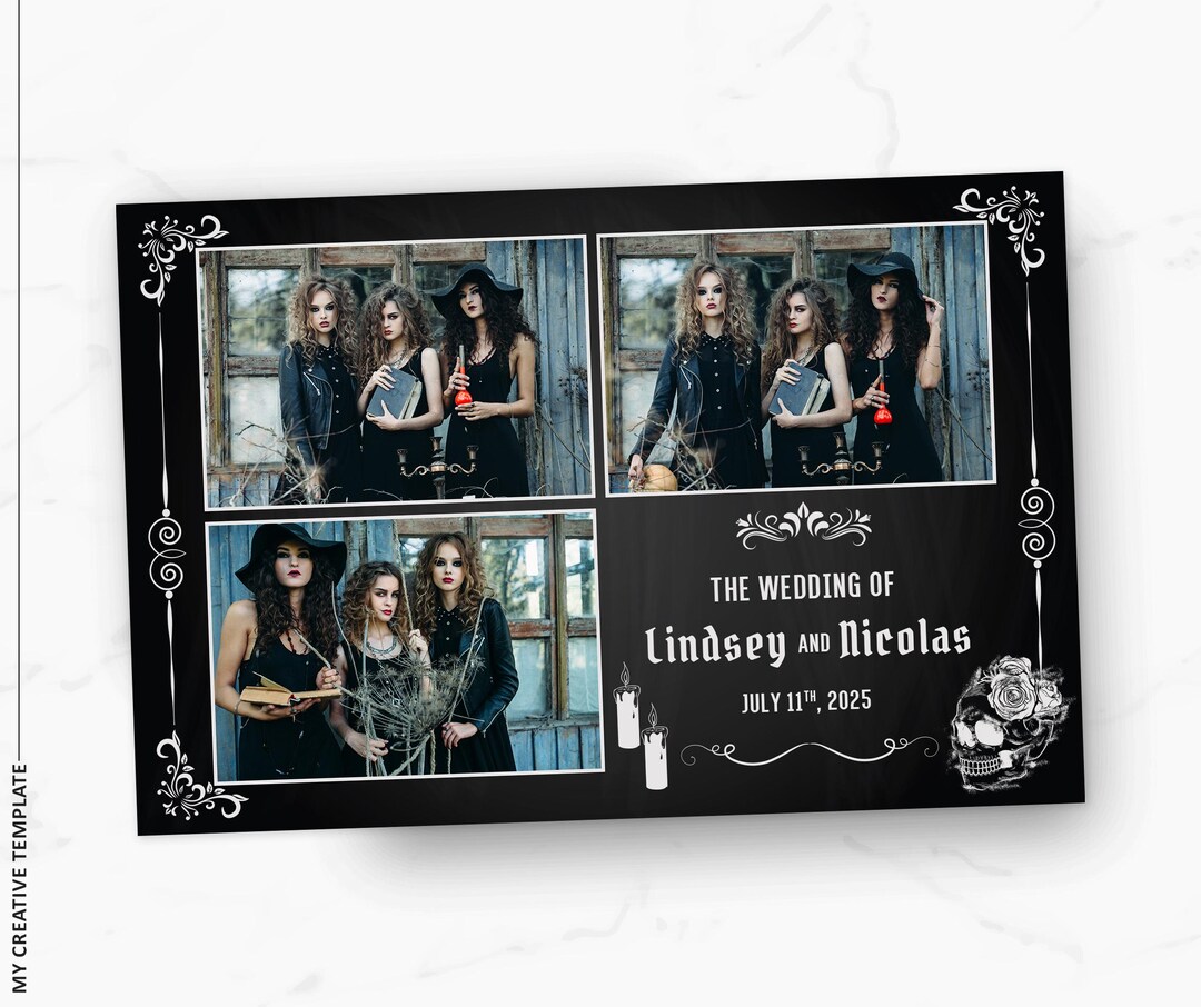 Gothic Wedding Photo Booth Template | 4x6 Photobooth Overlay | Dark ...
