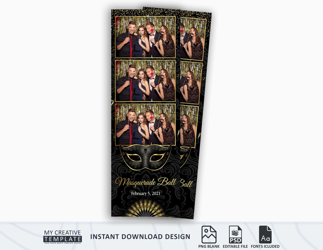 Masquerade Photo Booth Template, Mardi Gras Photo Booth Template, Photo ...