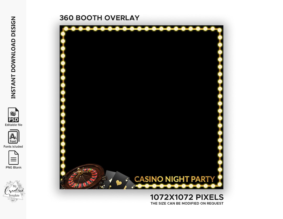 Casino Night Party 360 Booth Template, 360 Photo Booth Overlay, Casino ...