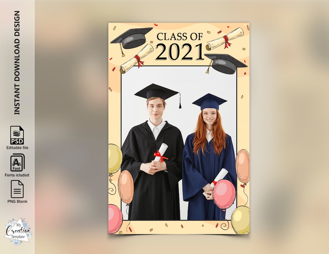 Photo Booth Template Graduation, Photobooth Template, Grad Party Photo ...