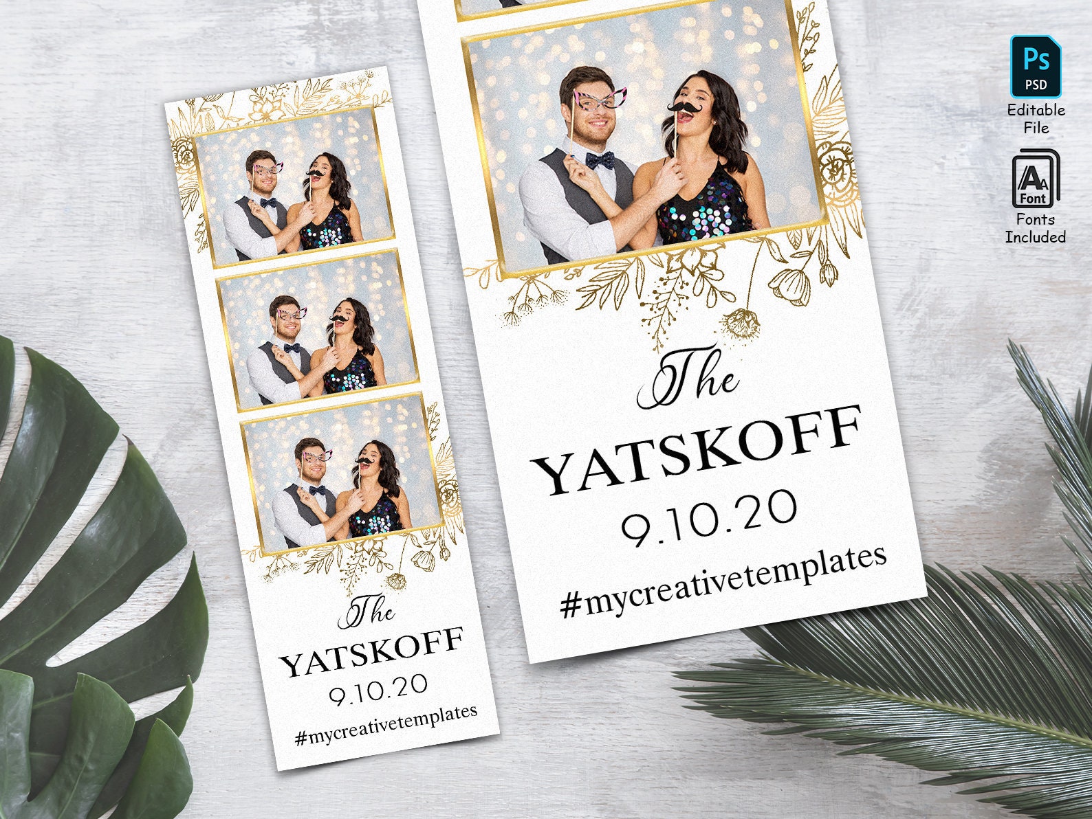 Wedding Photobooth Template Gold Floral Photobooth Template - Etsy
