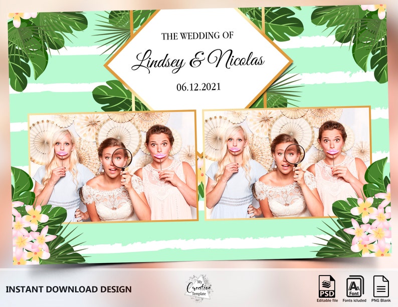 Wedding Photobooth Template Tropical Photo Booth Template - Etsy