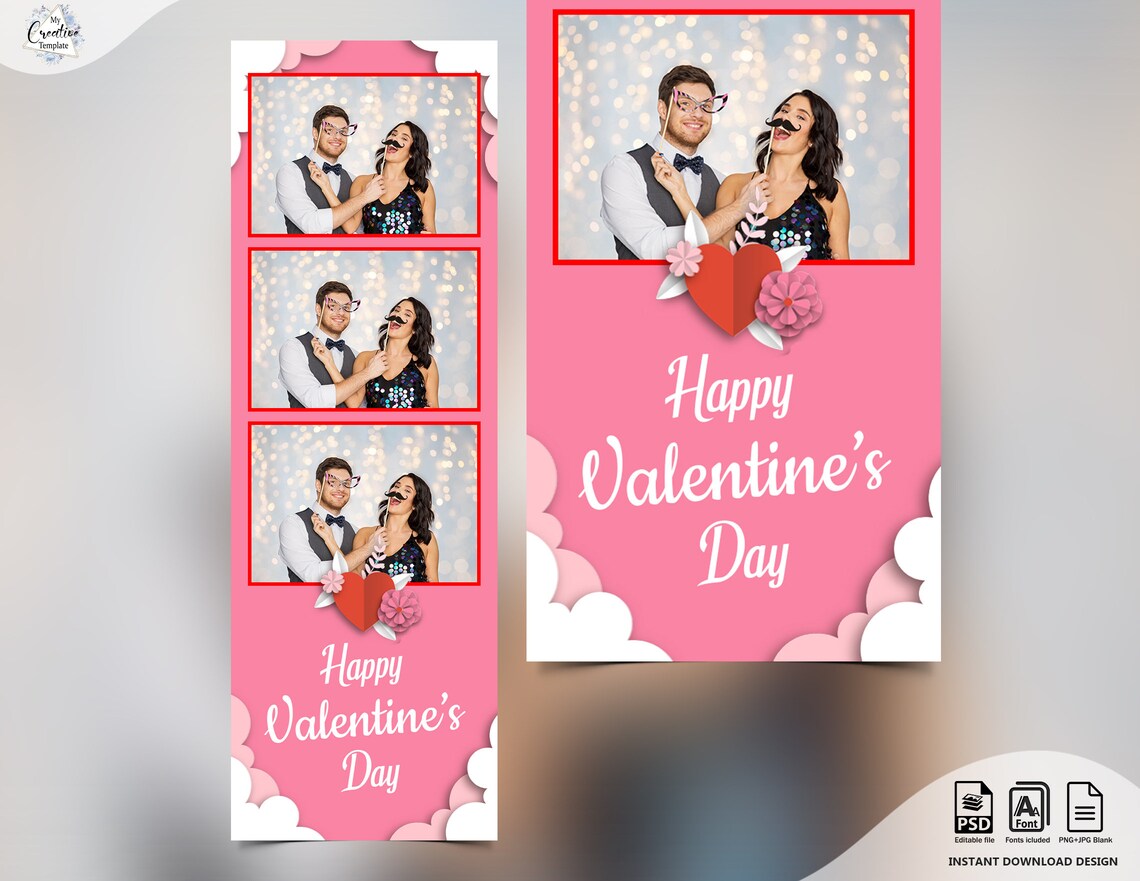 Valentine's Photo Booth Template Valentine's Day | Etsy