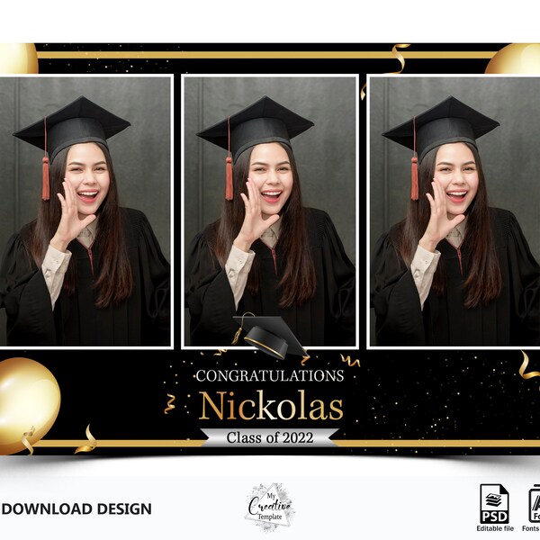 Photo Booth Template 4x6 Graduation - Etsy